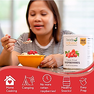 Ready Harvest Freeze Dried Raspberries Whole Foods for Emergency Food Storage, Camping Supplies, and Survival Kits | Sealed Fresh in #10 Can | 30 Year Shelf Life | 1 Can