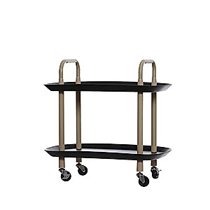 Main + Mesa Modern Plastic and Metal 2-Tier Trolley, Black and Sand
