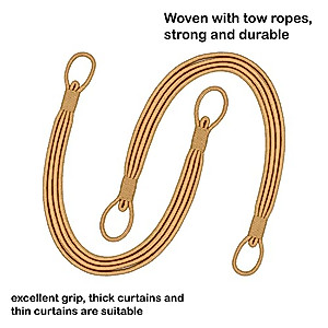 MALANOV Curtain 4 Strand Ropes Tiebacks Tie-Backs, Curtain Handmade Holdbacks, Polyester 4 Strand Cord Rope Tieback - Gold 2 Pack