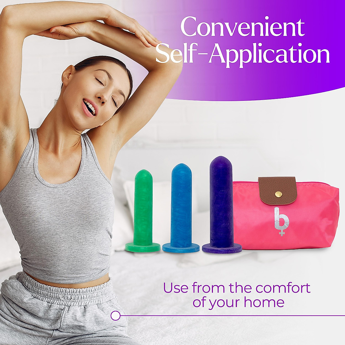 BioMoi Silicone Pelvic Dilator Kit | Pelvic Equipment for Stretching | Comfortable Pelvic Floor Muscle Trainer | BioCote Protected | with Bag | Large Set | (Pack of 3)