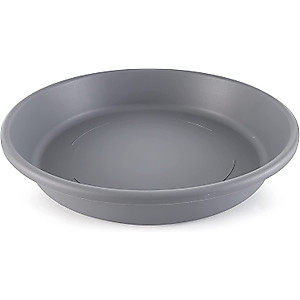 The HC Companies 21 Inch Round Plastic Classic Plant Saucer - Indoor Outdoor Plant Trays for Pots - 21"x21"x3.63" Warm Gray