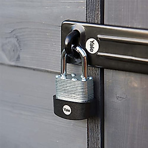 Yale 1-7/8" Wide Laminated Padlock with 1-1/8" Shackle and 3 Keyed Alike Keys for Outdoor Gate, Fence, Storage (3 Pack)