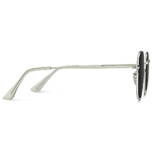 WearMe Pro - Reflective Lens Round Trendy Sunglasses (Silver Frame/Black Lens, 51)