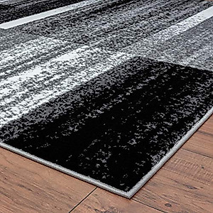 LUXE WEAVERS Gray 5x7 Art Deco Abstract Geometric Area Rug, Medium Pile, Stain-Resistant Carpet