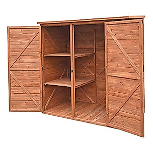 Leisure Season TDS7236 Three Door Lean Storage Shed, Medium Brown