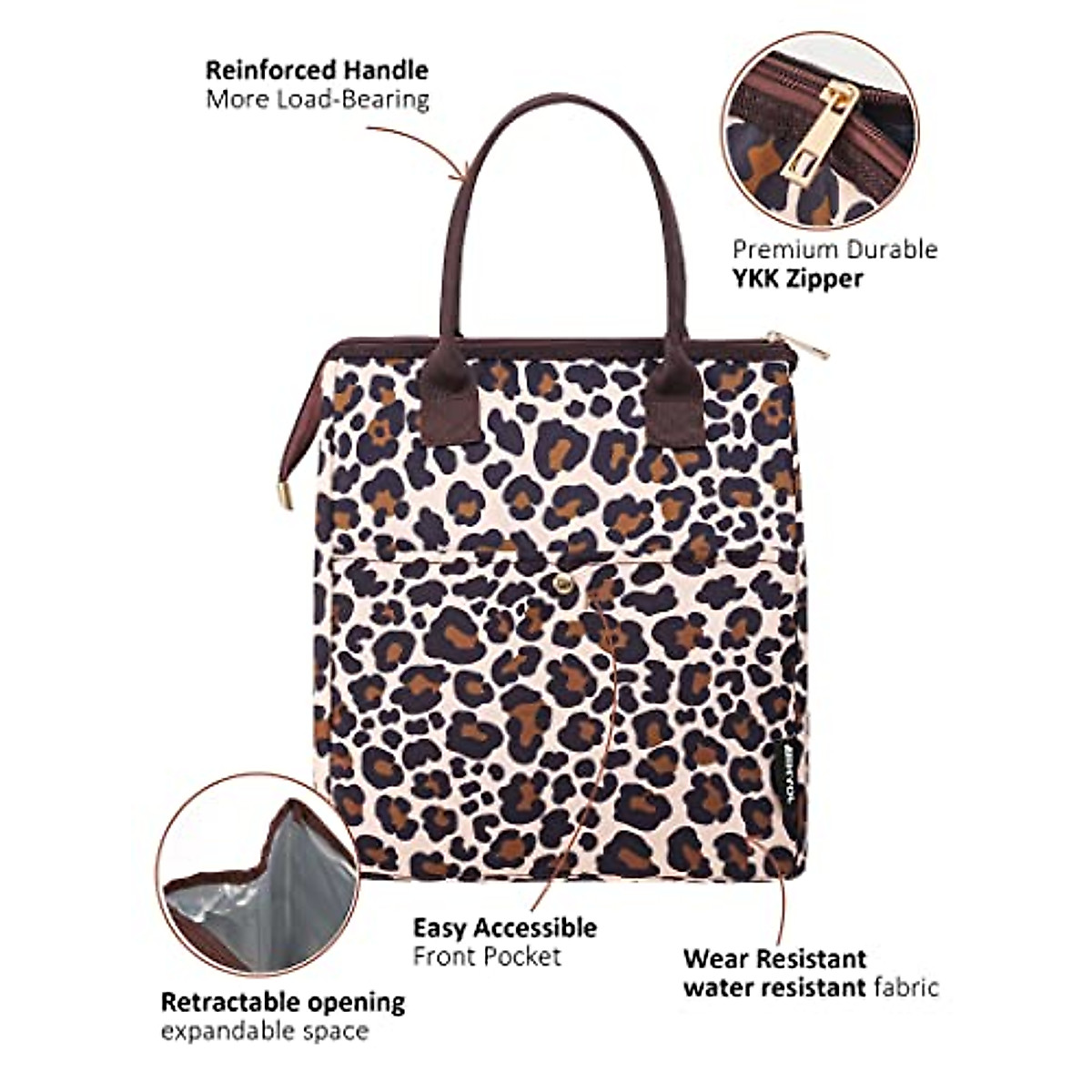 JOYHILL Insulated Lunch Bag for Women, Thermal Lunch Tote Bag, Leakproof Lunch Box Bag Lunch Handbag with Front Pocket, Water Resisted Lunch Bag for Work Picnic