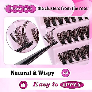 Lash Clusters 200 Pcs DIY Individual Lashes 9-16mm Natural Look Eyelash Extensions D Curl Wispy Individual Cluster Lashes DIY at Home Lash Extension Fluffy Eyelash Clusters by ALPHONSE(40D)