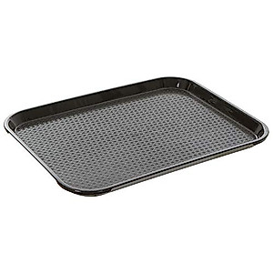Fast Food Tray 14 x 18 Black Rectangular Polypropylene Serving Tray for Cafeteria, Diner, Restaurant, Food Courts
