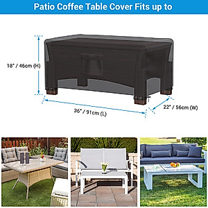 Mrrihand Patio Coffee Table Cover, Patio Furniture Covers for Coffe Table, Waterproof Rectangular Outdoor Small Side Table Cover with with Air Vent and Handles-36×22×18 inch