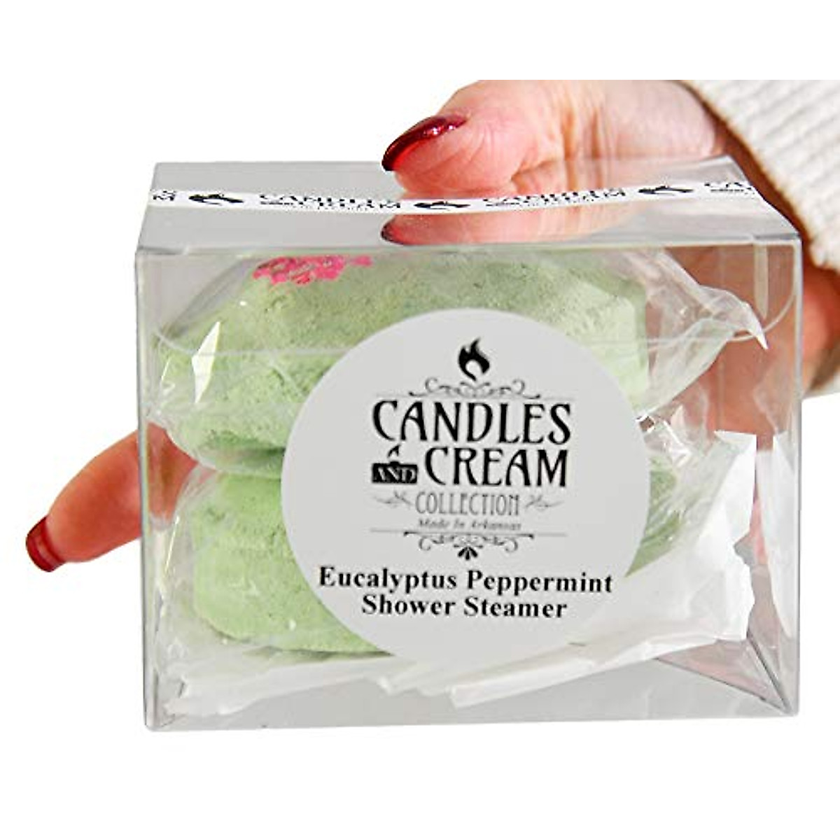 Candles and Cream Eucalyptus Peppermint Shower Steamer-Aromatherapy & Stress Relief, Restore & Soothe Body-Set of 2