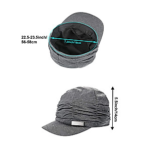 2 Pieces Women Newsboy Cabbie Cap Beret Hats Bamboo Baseball Cap Cotton Painter Visor Hats for Women (Black, Grey)