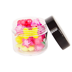 Wopanxye 12pack 20 Gram Small Clear Cosmetic Sample 20ml Empty Containers for Make-up Gifts, Eye-Shadow, Nails, Powder, Gems, Beads, Jewelry, Cream, 20g Pot Jars with Black Cap Lids, Free Spatulas