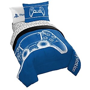 PlayStation X-Ray Gamer 7 Piece Full Size Bed Set - includes Comforter & Sheet Set - Super Soft Kids Bedding Fade Resistant Microfiber (Official Product)