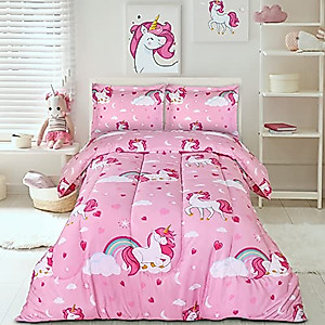 Utopia Bedding - Comforter Bedding Set with 2 Pillow Cases - 3 Piece Soft Brushed Microfiber Kids Bedding Set for Boys/Girls - Machine Washable, Unicorn, Twin