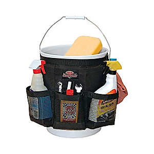 Bucket Boss Auto Boss Wash Boss Organizer for a 5 Gallon Bucket, with Fast-Drying, Exterior Mesh Pockets for Car Wash Supplies, Allowing for Soap and Water in the Bucket, in Black, AB30060