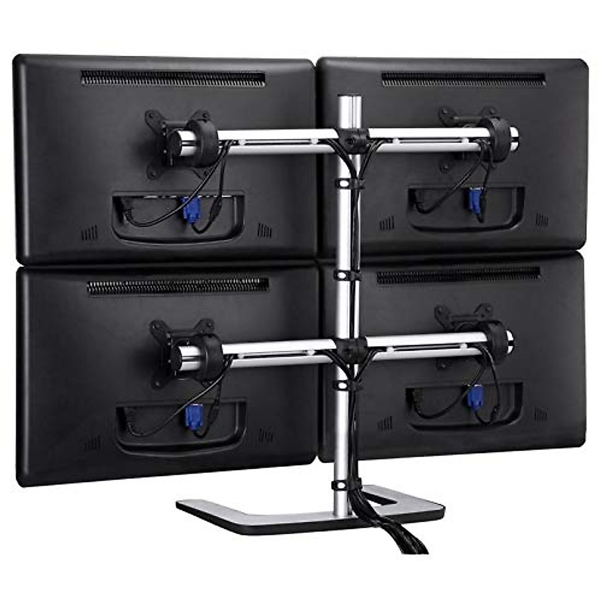 Atdec Quad/Triple/Dual/Single Monitor Desk Mount - Freestanding Base - Loads up to 17.6lb Flat or 13.5lb Curved - VESA 75x75, 100x100 - Quick Display Release, tilt, pan, Landscape/Portrait