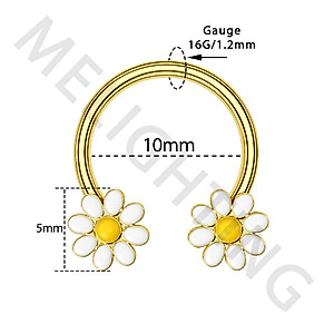 Melighting Septum Rings 16G Flower Septum Jewelry Surgical Steel 316L Daith Earrings Conch Piercing Jewelry Helix Earrings Tragus Jewelry for Women