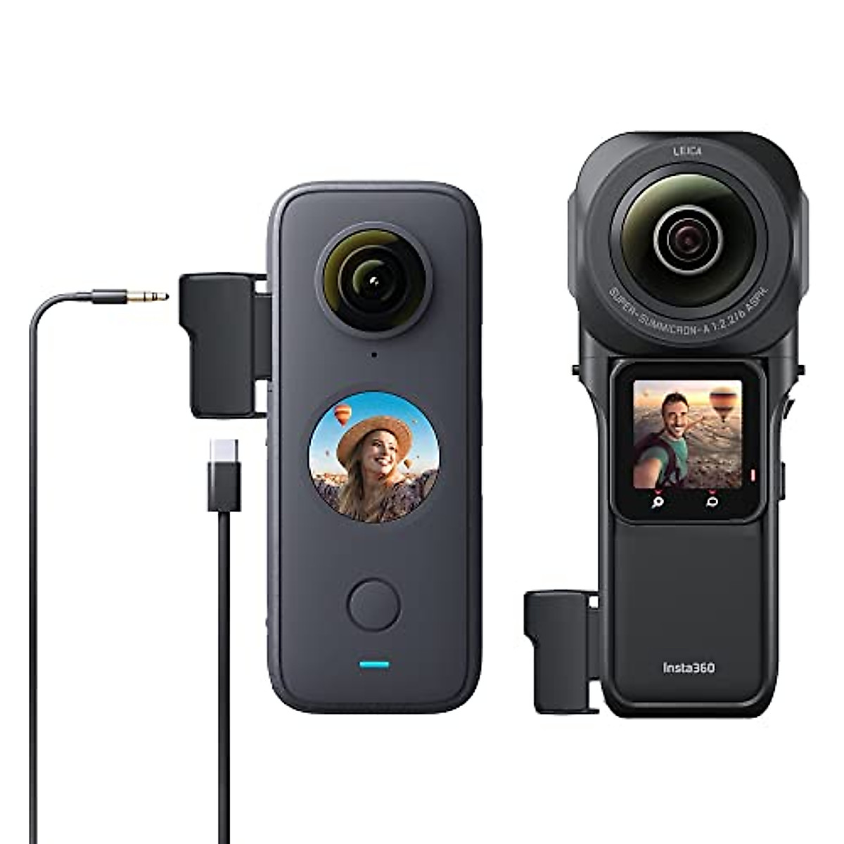CYNOVA Upgraded Insta 360 Mic Adapter, Audio 3.5mm Jack Compatible with Insta360 One RS 1-inch 360 Mic Adapter / Insta360 One X2 Mic Adapter Extrenal Microphones USB-C Port for Inst360 X2 Accesories