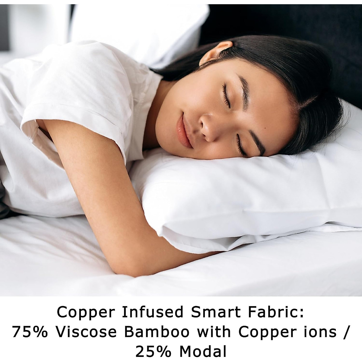 Anti-Acne Copper Pillowcase - Cooling Viscose Pillow Case 1pc, Dermatologist-Tested Vegan Silk Pillowcase Standard Size 20x26, Copper ions Silky Satin Pillow Cases for Hair and Skin