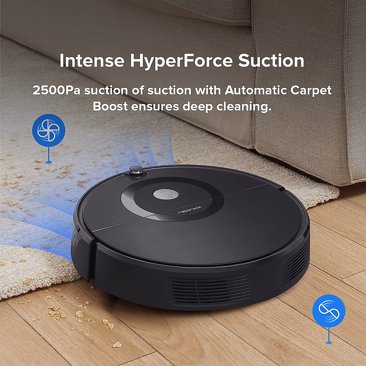 roborock E5 Mop Robot Vacuum and Mop, Self-Charging Robotic Vacuum Cleaner, 2500Pa Strong Suction, Wi-Fi Connected, APP Control, Works with Alexa, Ideal for Pet Hair, Carpets, Hard Floors (Black)