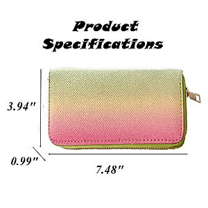 Loxepur Sweet Gradient Color Purse Zipper Multi-Card Pocket Wallet (Purple)