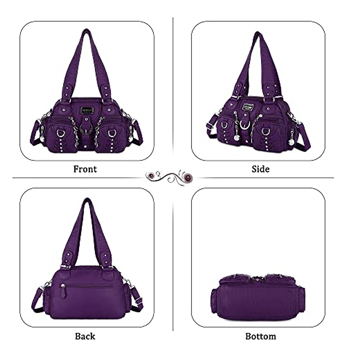 AngelKiss Small Purse Handbag for Women Crossbody and Shoulder Bags Multipocket Soft Hobo Purses Adjustable Strap Satchel vegan Leather