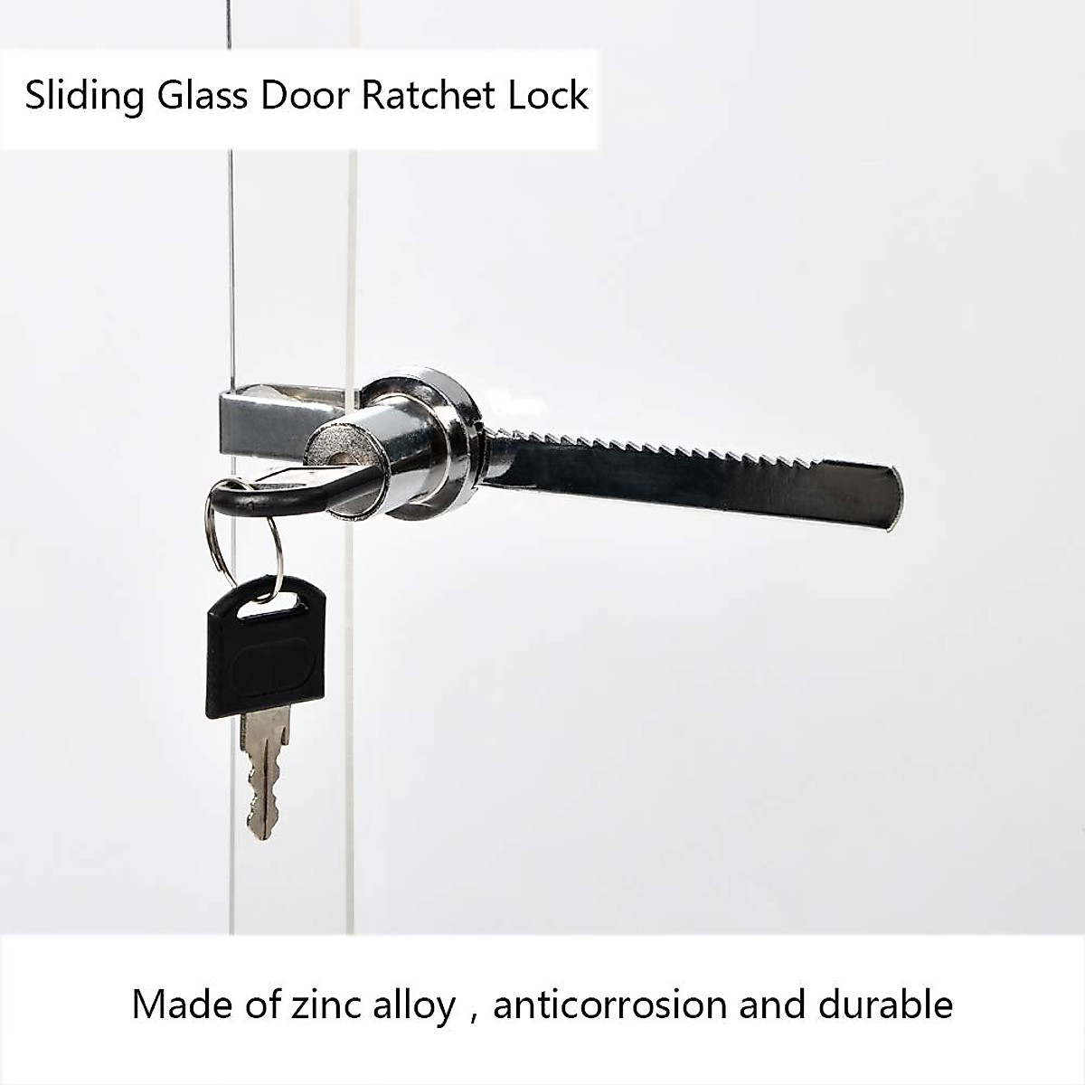 Sissinda Sliding Glass Door Lock Display Case Lock Ratchet Lock with Chrome Finish, Security, Keyed Alike Showcase Display (2 PC)