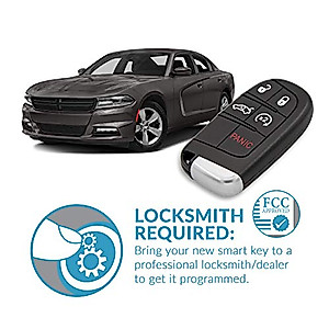 Keyless2Go Replacement for 5 Button Proximity Smart Key for Chrysler Dodge M3M-40821302 68155687 AB