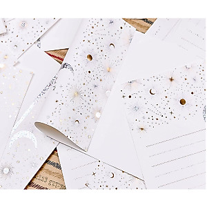 Stationery Paper Letterhead Sheets,36 Pcs Starry Sky Theme Series Stationery Design Writing Stationery Paper,For Writing Letters Wedding Invitations Crafts Computer Office Note(White