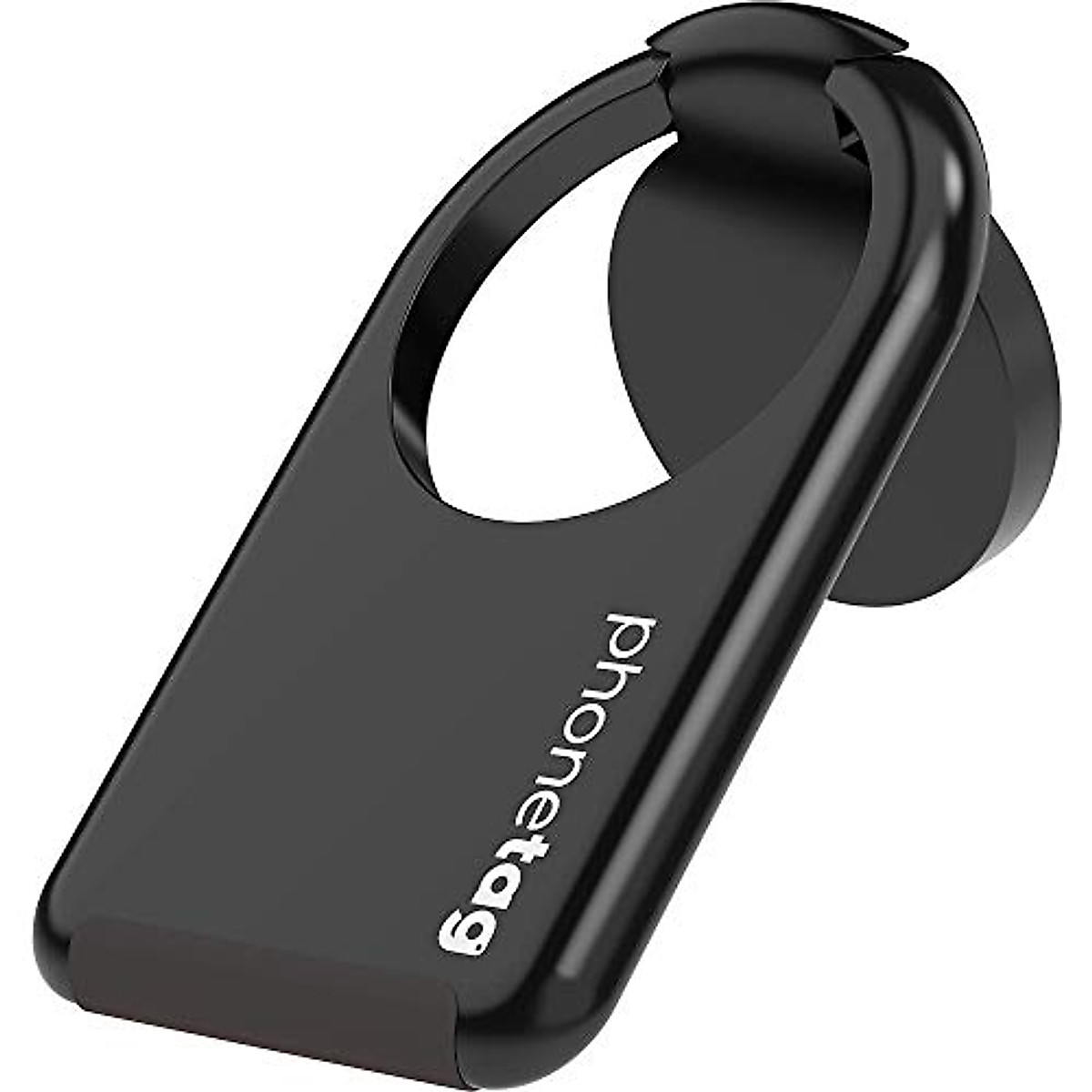 phonetag - Mobile Cell Phone Kickstand & Ring Holder, Stand Your Phone In Portrait & Landscape With The Finger Ring Grip Holder, Use On Magnetic Car Mounts, Compatible With Most Smartphones, Black
