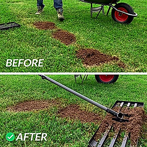 Walensee Lawn Leveling Rake, 6.5FT 17"x10" Levelawn Tool, Heavy Duty Effort Saving Lawn Level Tool, Stainless Steel Handle Lawn Leveler for Yard Garden Golf Course, Ease Level Soil Sand Dirt Surfaces