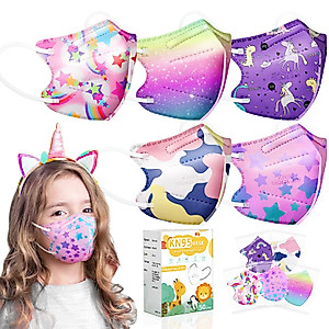 FENFEN Kids KN95 Face Mask Disposable - 50 Pack KN 95 Kid Masks Children Small Size Breathable Girls Kids KN95 Unicorn Mask Mascaras KN95 Para Niños