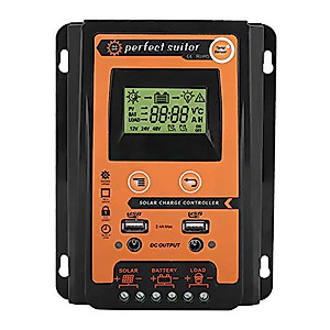 Solar Charge Controller, Plastic IP32 12V/24V 30A 50A MPPT Solar Charge Controller Solar Panel Battery Regulator Dual USB LCD Display(30A)