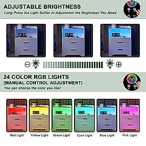 HNEBC Night Stand with Charging Station,LED Nightstand with Body Sensor Function, Smart Nightstand has RGB Lights Mode,Bedside Table with Drawers,Side Table for Bedroom/Living Room (White)