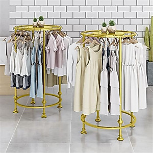 Round Freestanding Rack,Gold Clothing Rack Retail Display Heavy Duty Clothes Garment Rack,Multi-Purpose Hanging Rod
