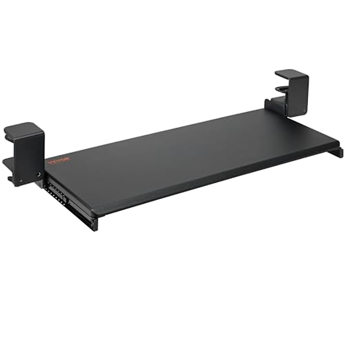VEVOR Clamp on Keyboard Tray Under Desk, Desk Keyboard Tray Slide Out with Sturdy No-Drill C Clamp Mount, Large 26.8 x 11 inch Slide-Out Computer Drawer for Typing in Home, Office Work
