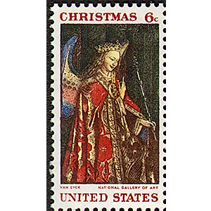 Christmas Angel Gabriel "The Annunciation" by Jan Van Eyck (Scott #1363) Block of 4 x 6¢ US Postage Stamps