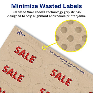 Avery Kraft Brown Scalloped Oval Labels with Sure Feed Technology, 1-1/8" x 2-1/4", Print to The Edge, Laser/Inkjet Printable Labels, 525 Total (22855)