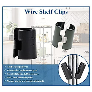 JSP Manufacturing 1" Diameter Post Wire Shelf Clips Shelving Split Sleeves Lock Metal Rack Locking Plastic 24 Pairs (48)