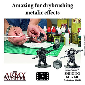 The Army Painter Warpaints Metallics: Shinning Silver – 1x 18ml Acrylic Paint Hobby Paint – Dungeons and Dragons Miniatures, Warhammer 40K Miniatures, Models – TTRPG D&D DND (WP1129)
