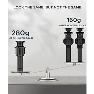 QFN Black Bathroom Faucets, 8 Inch Widespread Bathroom Faucet 3 Hole, 8" Bathroom Sink Faucet 3 Hole with Metal Pop Up Drain and Hose, Two Handle Matte Black Faucet for Bathroom Sink Vanity Faucet