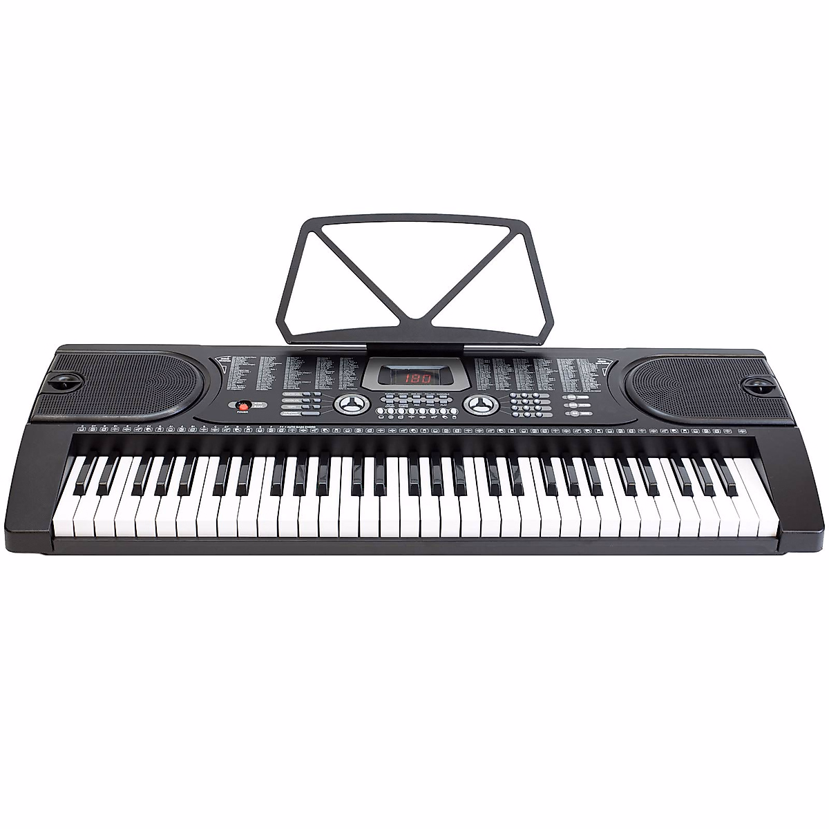 61-Key Electronic Piano Keyboard with 7-Position Adjustable Stand & Microphone - Black