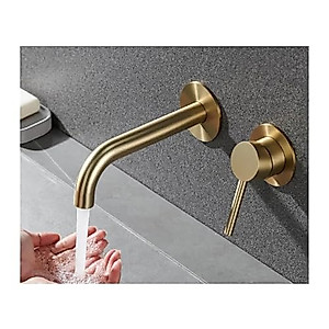 Stainless Steel Bathroom Faucet Mixer Sink Faucet Washbasin Matte Black Hot and Cold Water Wall Mounted Spout Bathtub with Handle(Black)