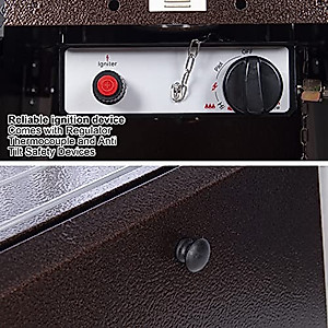 Polar Aurora Patio Propane Heater Pyramid Dancing Flame 42,000 BTU Quartz Glass Tube Outdoor Portable Heater w/ Wheels & Ground Nail for Party, Restaurant, Garden, Commercial,Brown