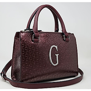 GUESS Women's Eveleth Logo Debossed Small Crossbody Handbag - Bordeaux