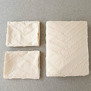 vctops Boho Wave Tufted Duvet Cover Set 3 Pieces Full Size Soft Embroidery Comforter Cover Sets for All Seasons (Khaki, Full)