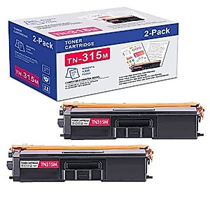 2-Pack High Yield TN315M Toner TN-315M Cartridge TN 315 Magenta Replacement for Brother HL-4150CDN HL-4140CW HL-4570CDW HL-4570CDWT MFC-9640CDN MFC-9650CDW MFC-9970CDW Magenta Toner