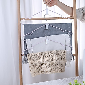 MCPINKY 50PCS Hanger Hooks, Clothes Connector Hooks Space Saving Cascading Hangers White Closet Organizer Hanger Clips for Plastic Hangers
