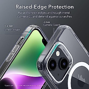 ESR for iPhone 13 Case/iPhone 14 Case, Compatible with MagSafe, Built-in Camera Ring Stand, Military-Grade Protection, Magnetic Phone Case for iPhone 13/14, Classic Kickstand Case (HaloLock), Clear