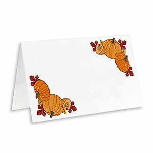 Thanksgiving Day Table Place Card, 25-Piece Tent Style Cards Set, Special Paper Easy-to-Write and Foldable, Seating Cards for Thanksgiving Day Party, Food Labels -G01